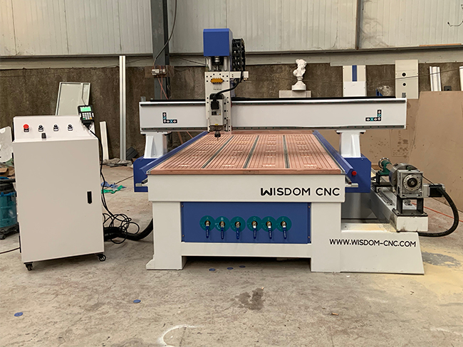 WS-R1325 4 Axis Wood CNC Router with Rotary for 3D Sculpture Cylinder ...